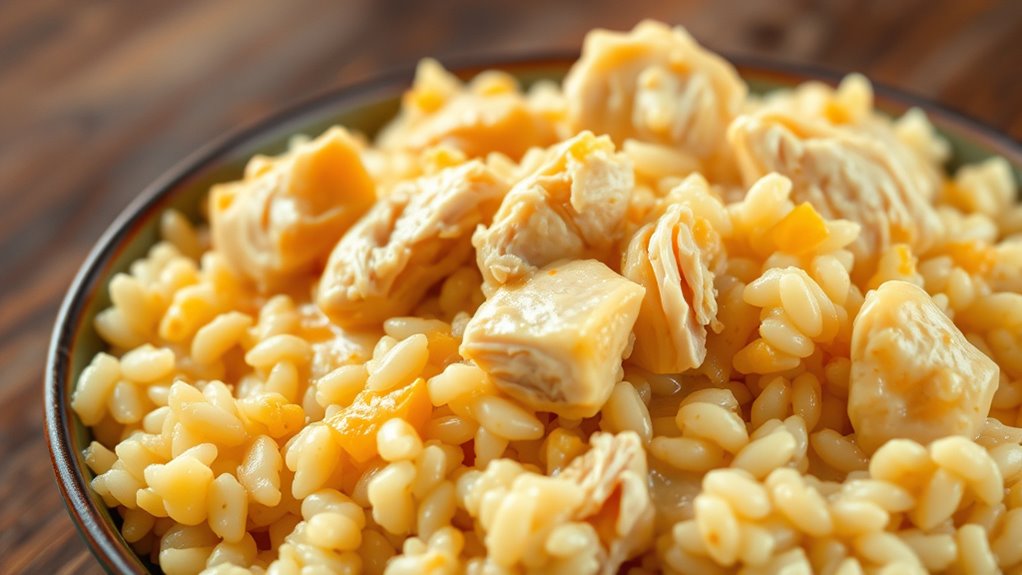 Crockpot Cheesy Chicken And Rice Recipe - Tasteful Twists