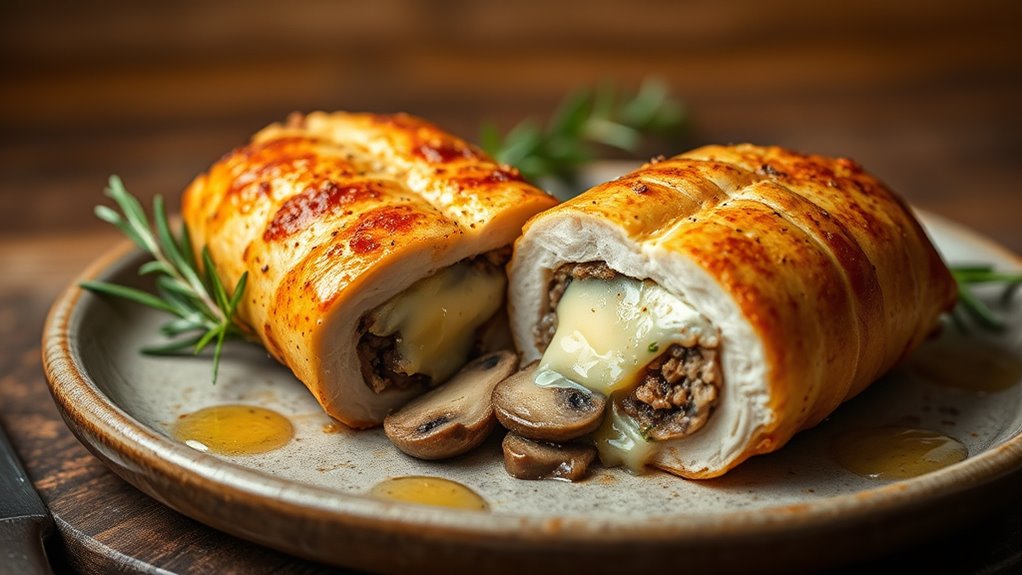 Cheesy Garlic Butter Mushroom Stuffed Chicken Recipe - Tasteful Twists