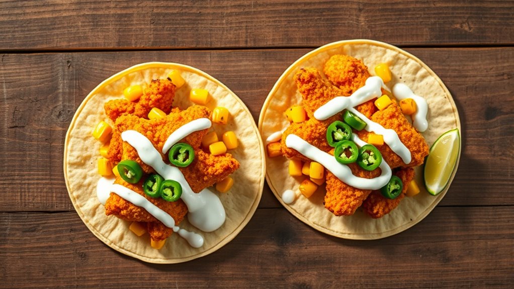 Fried Chicken Street Corn Taco With Jalapeno Lime Ranch Recipe ...